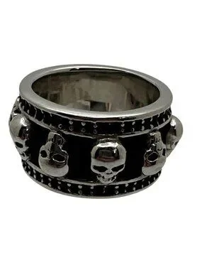 Stainless Steel | Accessories | Memento Mori Wide Band Skull Ring Men ...